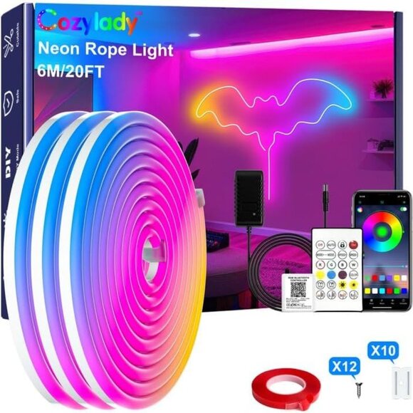 Other | 2ft Rgb Led Neon Rope Lights For Bedroom 6m Led Strip Lamp With ...